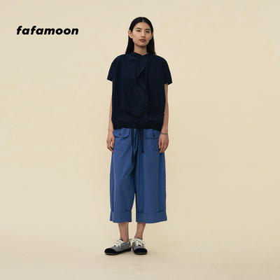 【2026夏季新品】fafamoon设计师品牌 宽松直筒休闲棉质八分长裤