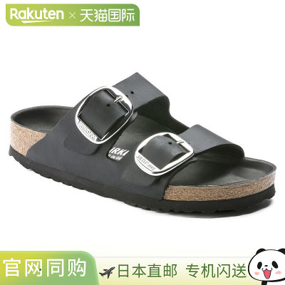 日本直邮Birkenstock Arizona Big Buckle 油性皮革黑色窄款凉鞋