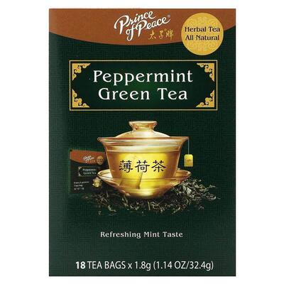 太子牌,Peppermint Green Tea, 18 Tea Bags, 1.14 oz (32.4 g)