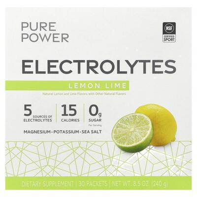 Mercola博士,Pure Power, Electrolytes, Lemon Lime , 30 Packet