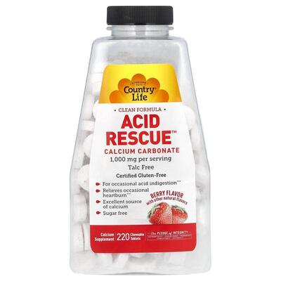 乡村生活,Acid Rescue, Calcium Carbonate, Berry, 1,000 mg , 2