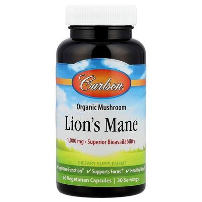 Carlson,Lion's Mane, 60 Vegetarian Capsules (500 mg per Caps