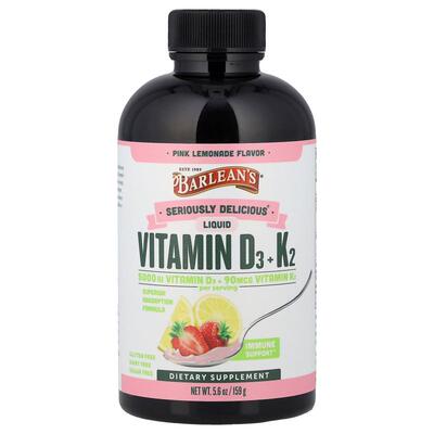 巴宁,Seriously Delicious®, Liquid Vitamin D3 + K2, Pink Lemo