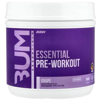Raw Nutrition,Bum, Essentials Pre-Workout, Grape, 14.92 oz (