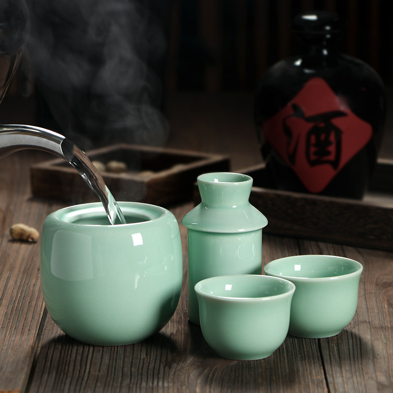 陶瓷黄酒温酒壶老式烫酒壶家用z梅子青粉青窈窕花瓶型温酒器热酒
