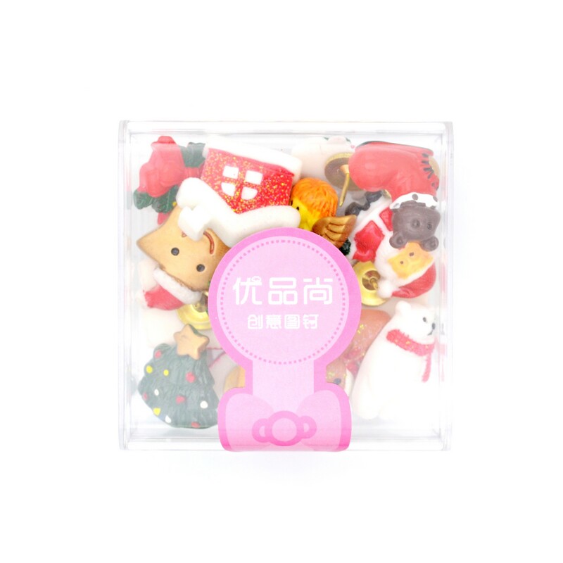 15粒盒装可钉墙创意大头工字彩色钉H子无痕墙钉软木按钉圣诞图钉
