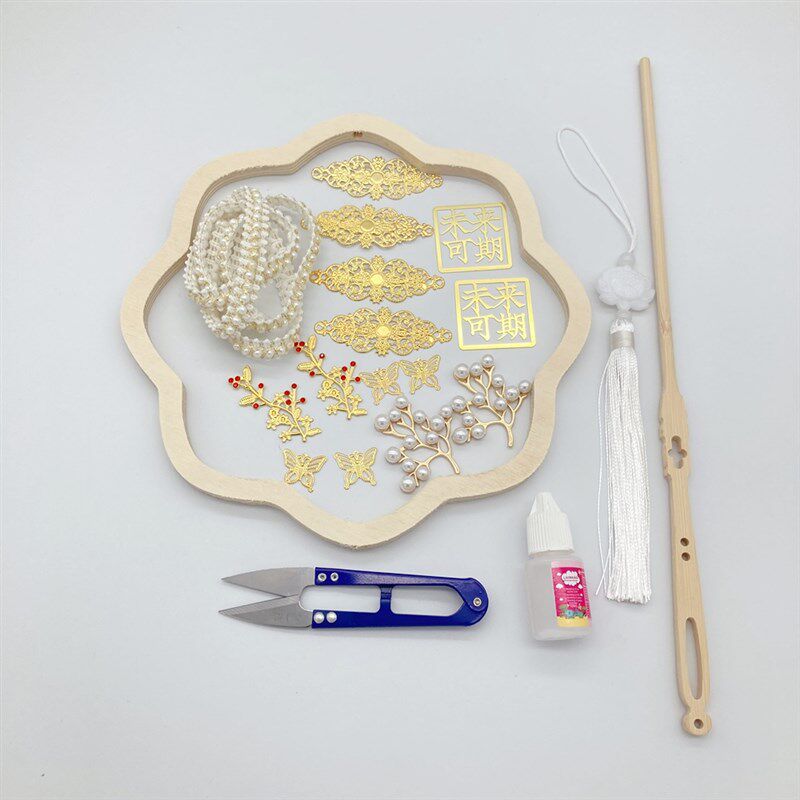 自制蚕丝扇子材料蚕丝扇骨架wdiy材料包蚕宝宝吐丝团扇框架无蚕茧