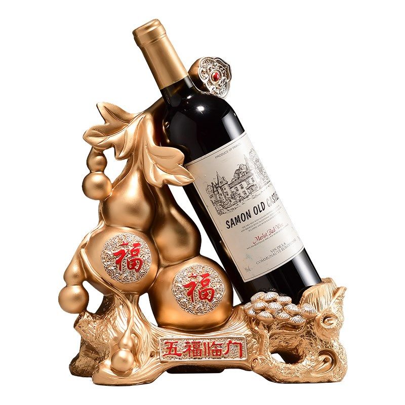 中式高级感葫芦红酒架送长辈领导礼品家居酒柜电S视柜装饰葡萄酒