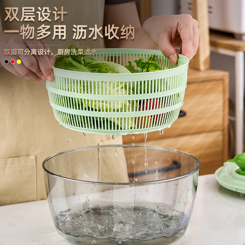 蔬菜脱水器c家用手动沙拉甩干机洗菜盆甩水篮沥水器洗水果脱水神