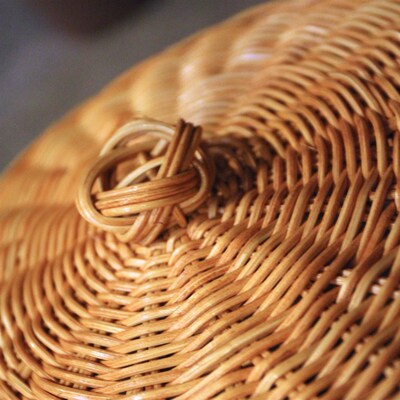 藤家居藤艺手工特色小猪摆件 印尼藤编菜篮O杂物洗衣储物篮杂物筐