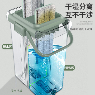 拖把免手洗拖布家用大p号挤水平板托把一拖桶净墩布懒人地拖地神