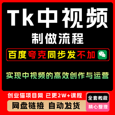 Tk中视频制做流程实现高效创作与运营教程视频课程副业项目