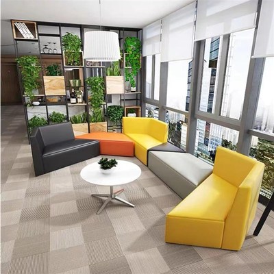 创意办公室洽谈会客接s待休闲大厅等候休息区异形沙发茶几组合