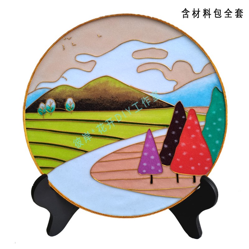景泰蓝掐丝珐琅工艺画 金丝彩沙画 手工DIYM材料包 新手装饰画摆