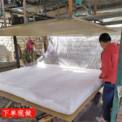 手工长绒棉絮铺盖冬被芯单人褥子加厚保暖10O斤全柔软纯棉花垫床