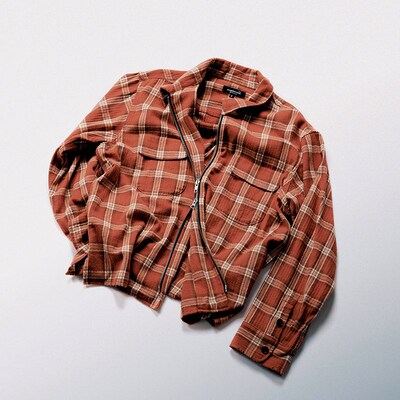 SUPERTOFU(SPTF) AW24 做旧磨损细节 拉链 格纹衬衫