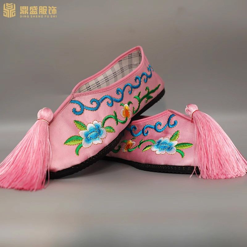 速发2024新款戏剧戏鞋戏曲彩花绣鞋彩鞋禾底薄底古装青衣花旦秀平