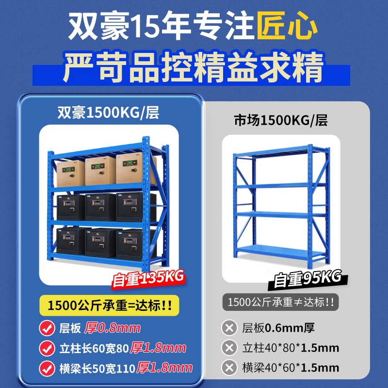 仓库重型a货架仓储库房多层置物架展示架五金模具铁架子1.5吨/层