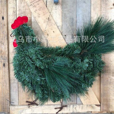 速发独立站新品花圈圣诞装饰鸡花环Rooster Chie Wrth