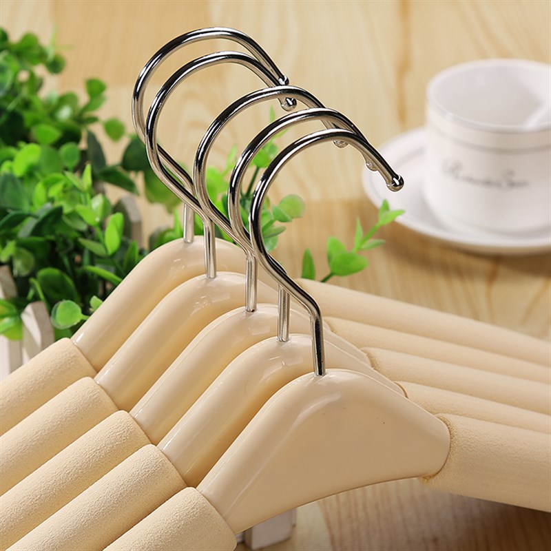 现货速发20个装服装店海绵衣架裤架防滑塑料米色衣挂加粗泡沫衣恒