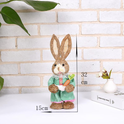 好货10 Styles Cute Straw Standing Rabbits Bunny Decorations