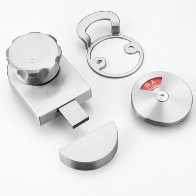 公共厕所卫生间隔断五金配件洗手间指示锁加厚不锈钢隔板插销锁扣