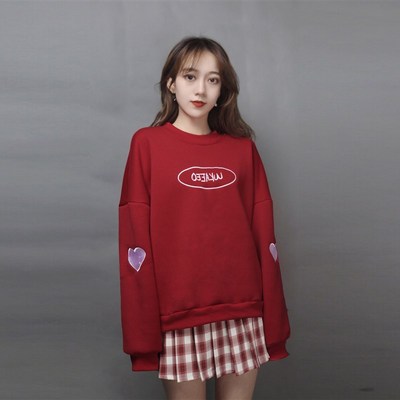 学院风jk格子短裙红色卫衣套装少女啦啦队年会舞蹈活动节目演出服