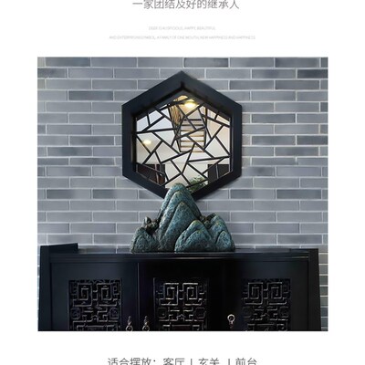 速发假山摆饰室居客厅办公家玄关装件品电视柜山石盆景招财新中式