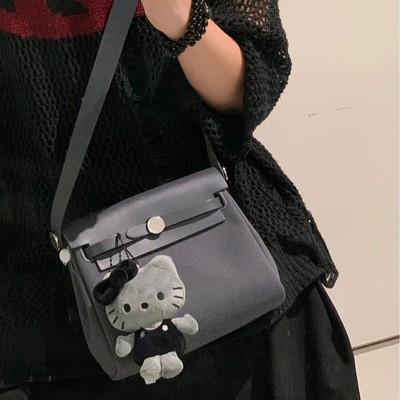 2025新款高级感mini帆布拼牛皮herbag凯莉包时尚百搭单肩斜挎