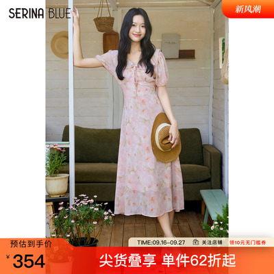 SeRinaBlue法式温柔女士连衣裙