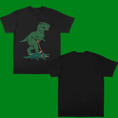 DINOSAUR AND CROCODILE BEST FRIENDS FUNNY T-SHIRE恐龙好伙伴