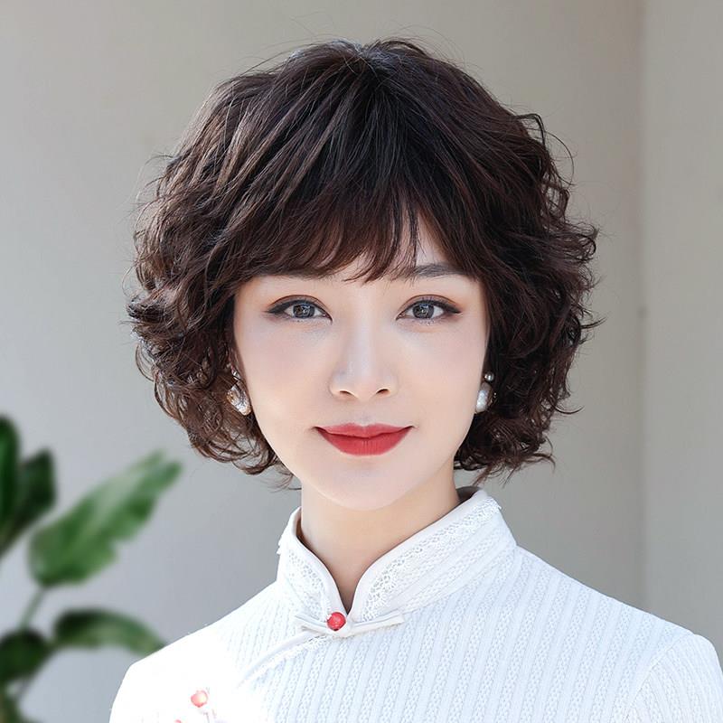 假发女短发假发真发全真人发丝中老年女士假发妈妈款头套整顶真发