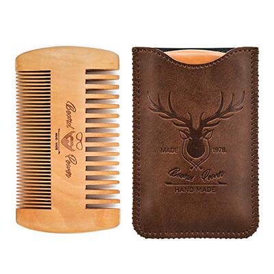 Menesia Wooden Beard Comb & Durable Case for Men Beard  Fine