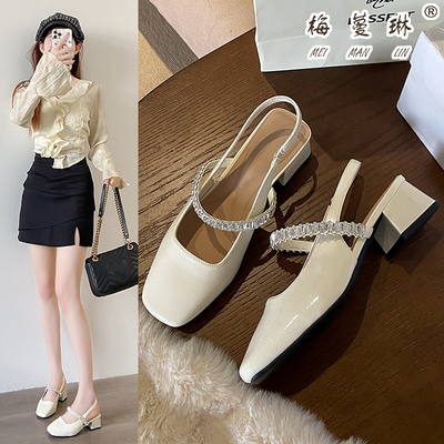 夏季外穿一字扣带单鞋配裙子