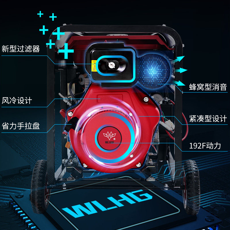 好货五菱动力柴油发电机组220v工地单相3kw5/6/8/10千瓦三相380v