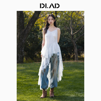DI.AD游牧系列不规则裙摆内衬多层蕾丝吊带连衣裙 DA691907L4