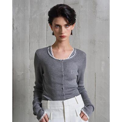 春季新款羊毛混纺两件套针织开衫