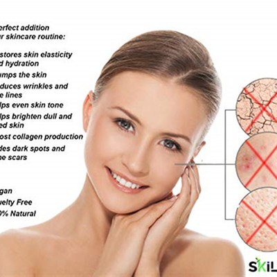 SKILLR ORGANICS Collagen Serum for Face with Peptides  Hyalu