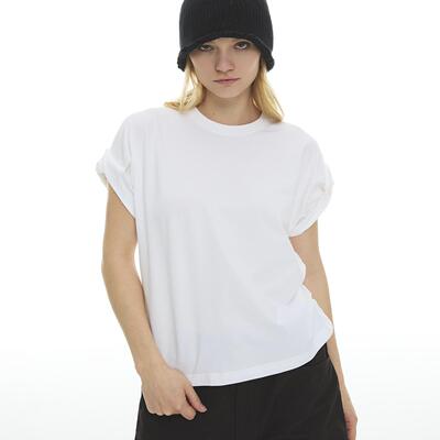 vodkaelves袖口翻边堆叠短袖