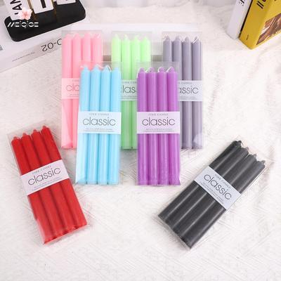 加粗4支/盒直杆蜡烛多色彩色西餐厅欧式橙红白黑黄粉长杆锥杆腊烛