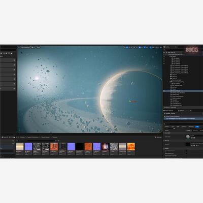 UE5外星球行星环陨石小行星带Space Scene for Unreal Engine 5