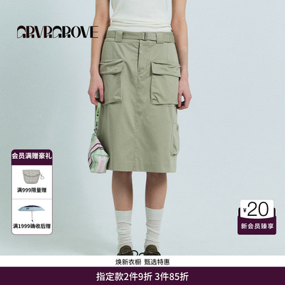 GRVR GROVE官方旗舰店26SS春夏新款韩系女长裙多口袋 GS26SKK06