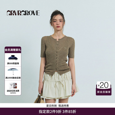 GRVR GRVR GROVE官方旗舰店26SS春夏韩系短袖针织开衫 GS26KNE04