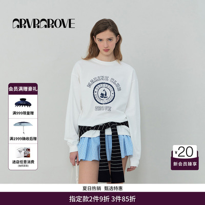 GRVR GROVE官方旗舰店SS春夏款女士圆领长袖T恤GS5SW52M