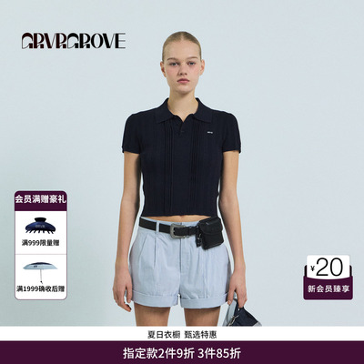 GRVR GROVE官方旗舰店26SS春夏韩系短袖针织衫坑条设计GS26KNC09