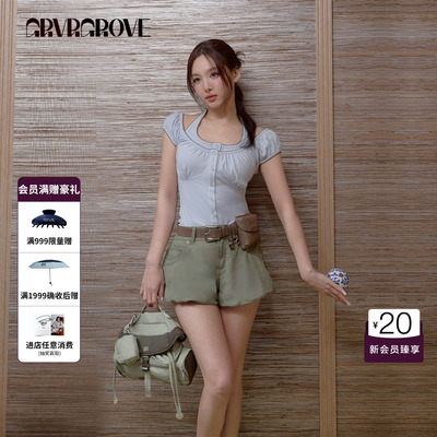 【林娜琏同款】GRVR GROVE官方旗舰店26SS春夏梭织短裤GS26PTC09