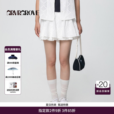 GRVR GROVE官方旗舰店SS春夏款女士菱形纹梭织短裙裤GCM5PT07