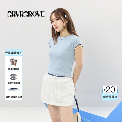GROVE官方旗舰店SS春夏款女士小半袖圆领短袖t恤GCM5TS05