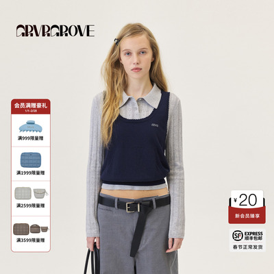 GROVE官方旗舰店2026PS春季新款长袖毛衣韩系叠穿女内搭GP26KNC61