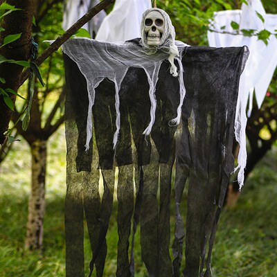 极速Halloween Skull Decoration Hanging Ghost Gauze Grimace